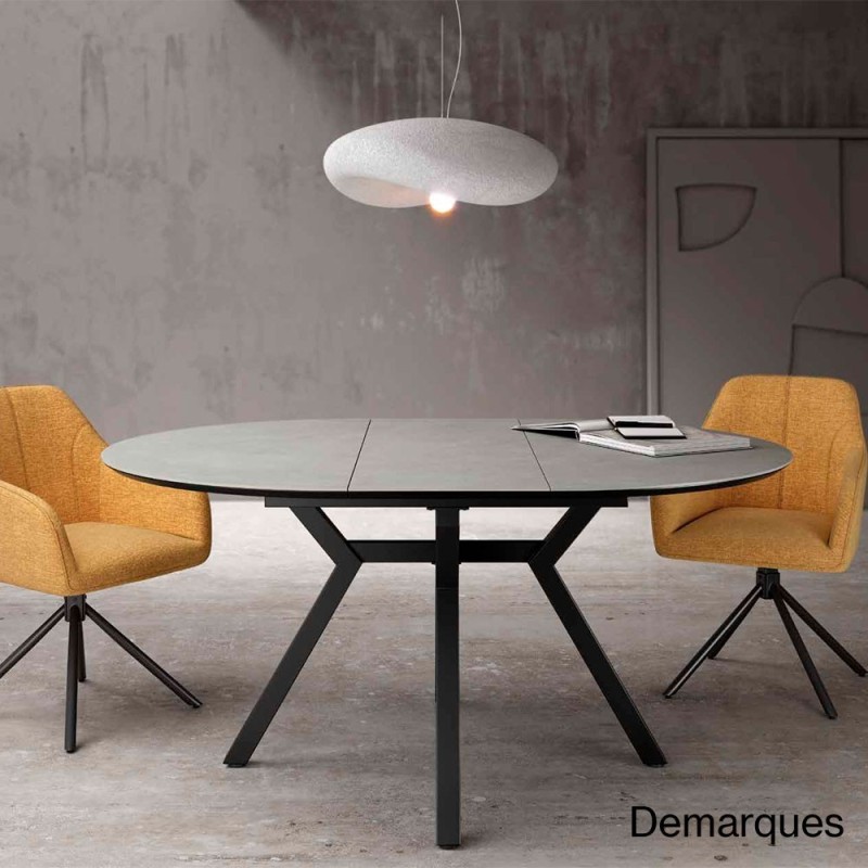 Mesa extensible redonda comedor LAREDO porcelanico