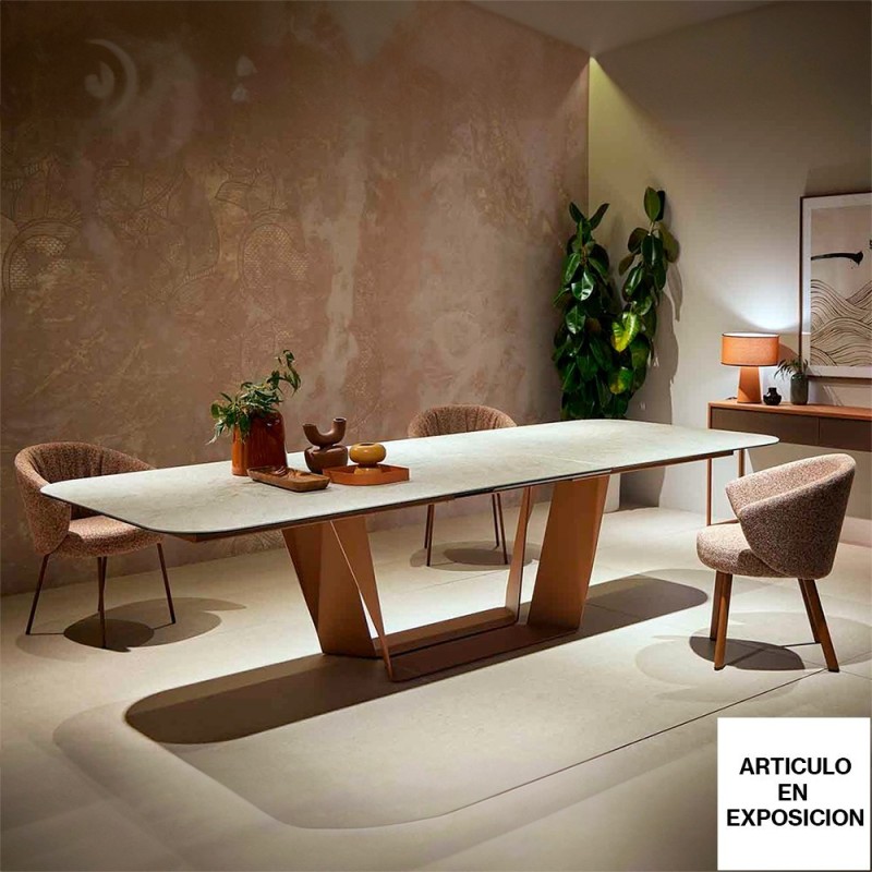 Mesa de comedor de lujo extensible en porcelanico Plec