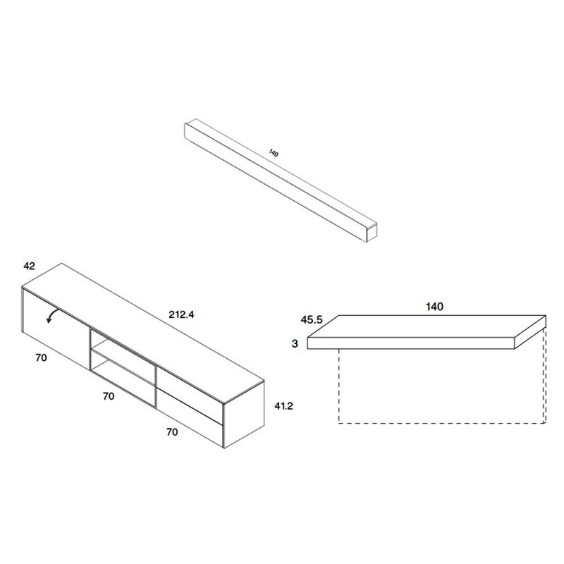 Mueble Tv modular con escritorio y estante MED 52